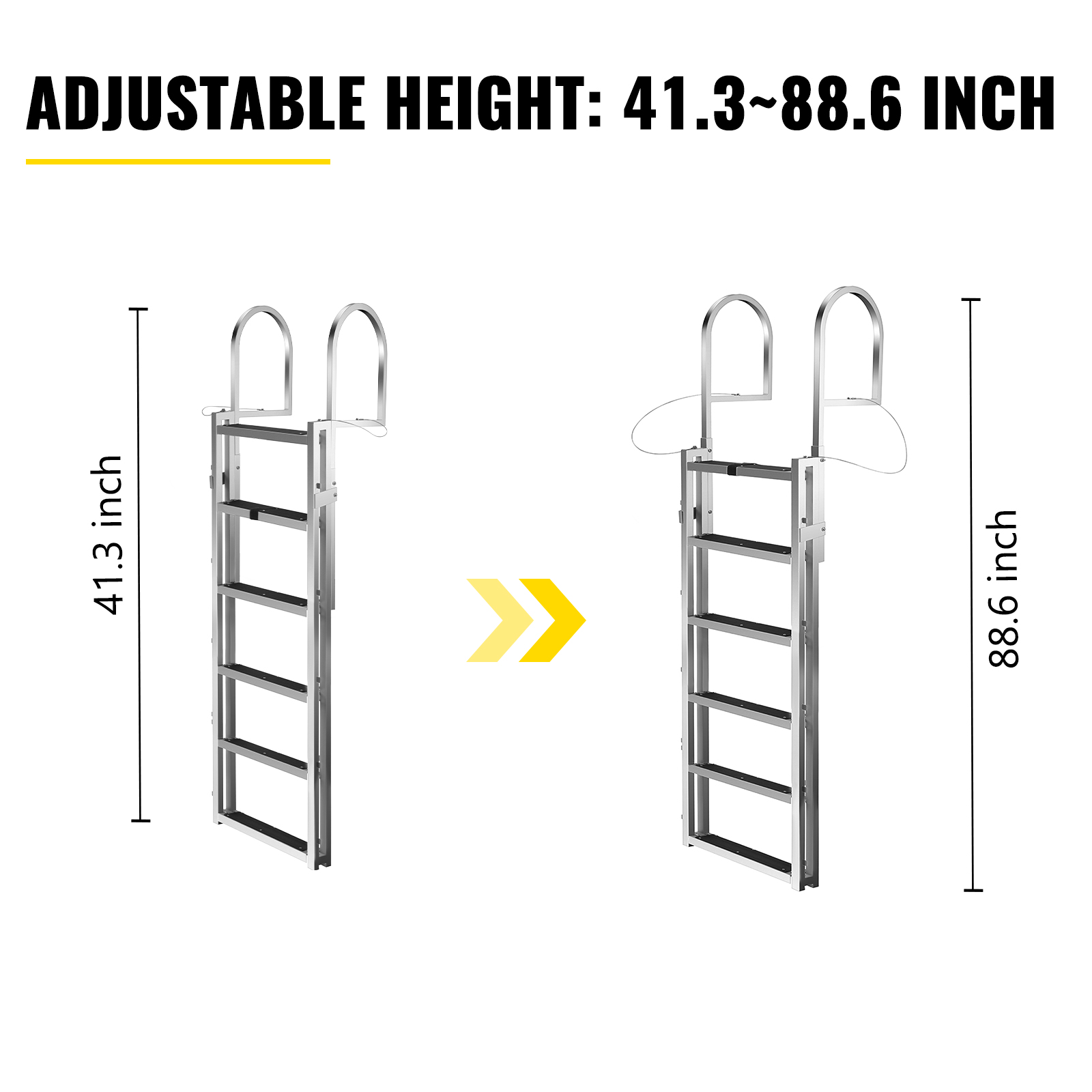 VEVOR Aluminum Dock Ladder 6-step, Boat Ladder 330lbs Weight Capacity ...