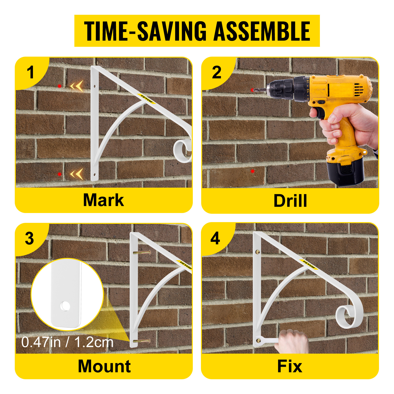 VEVOR Handrail Railing aluminum Post Mount Step Grab Rail for Wall ...