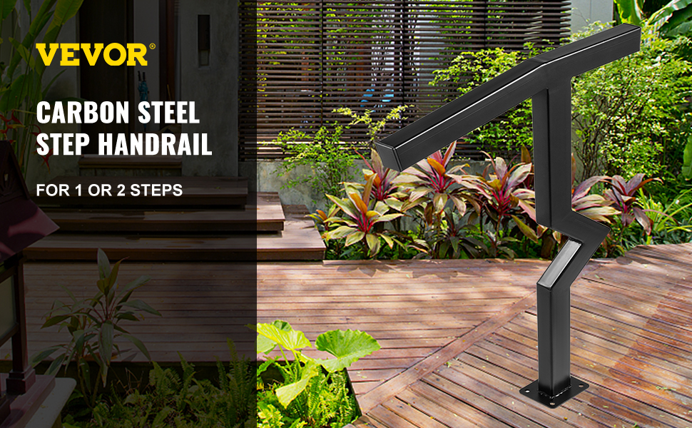 Vevor Outdoor Handrail Matte Black Safety Rail 220lbs Load Capacity For ...