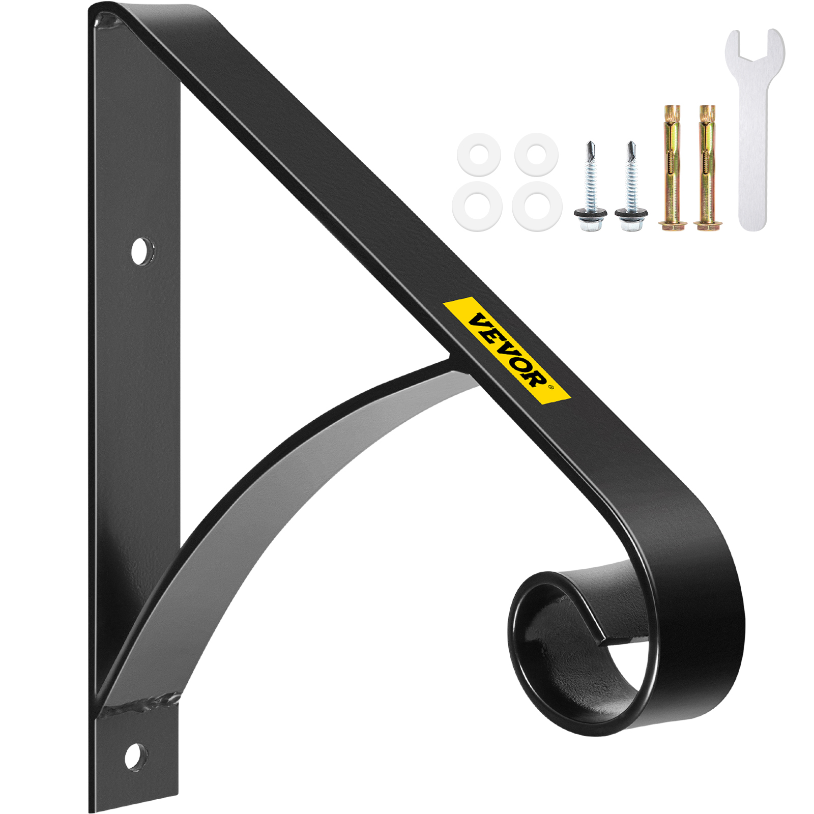 VEVOR Single Step Handrails, Wall Mounted Metal Wrought Iron Hand Rail ...