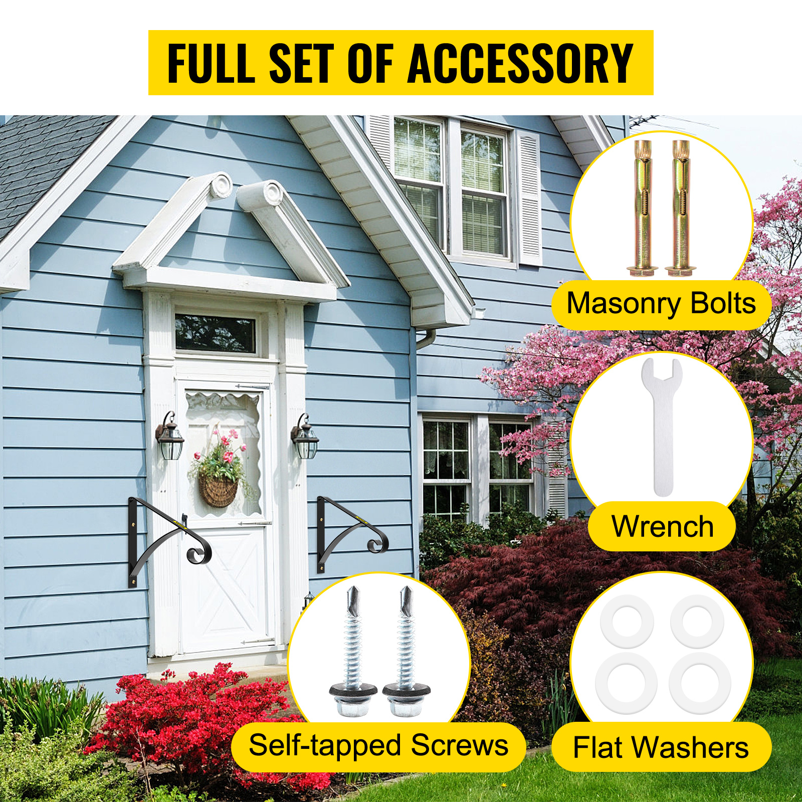 VEVOR Single Step Handrails, Wall Mounted Metal Wrought Iron Hand Rail ...