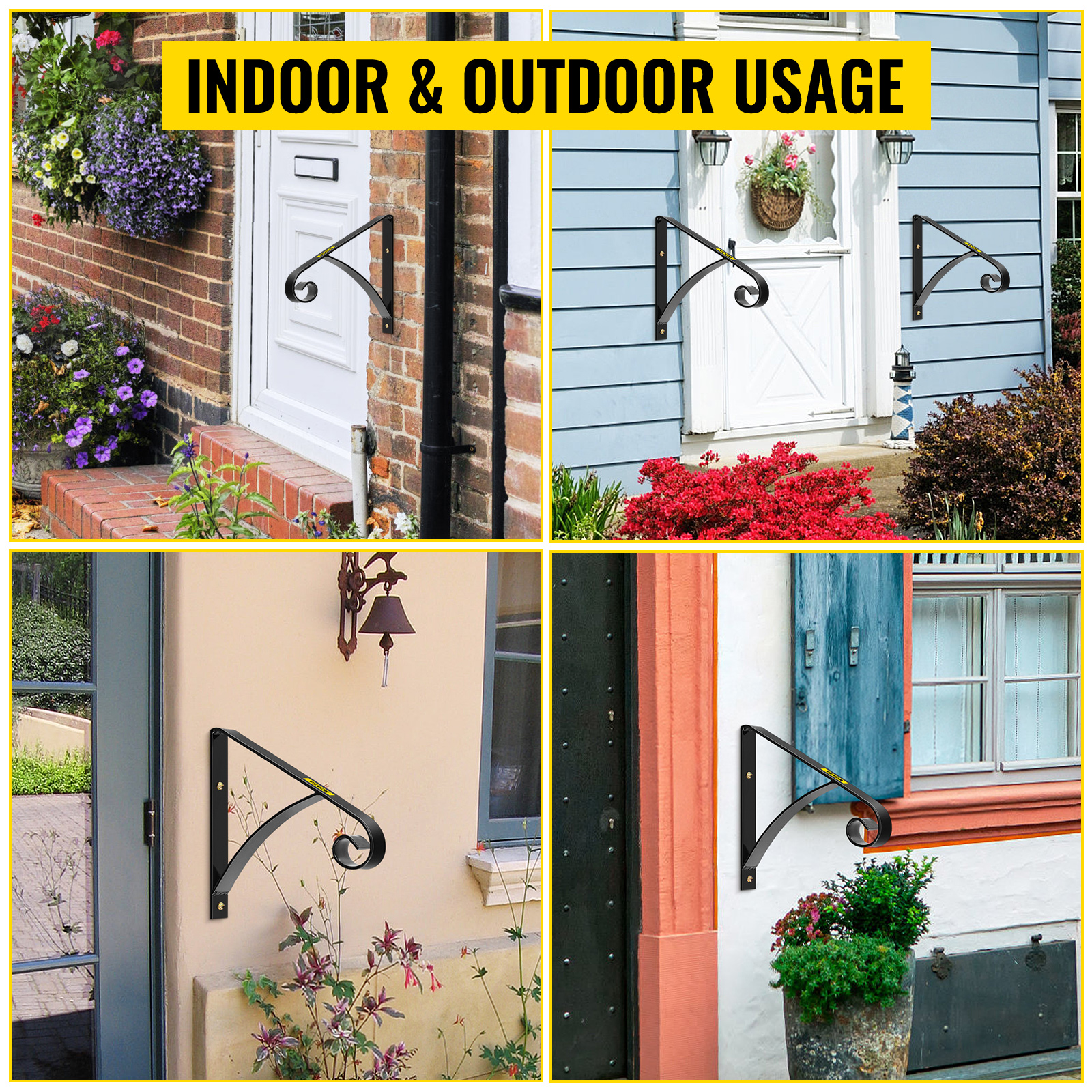 VEVOR Single Step Handrails, Wall Mounted Metal Wrought Iron Hand Rail ...