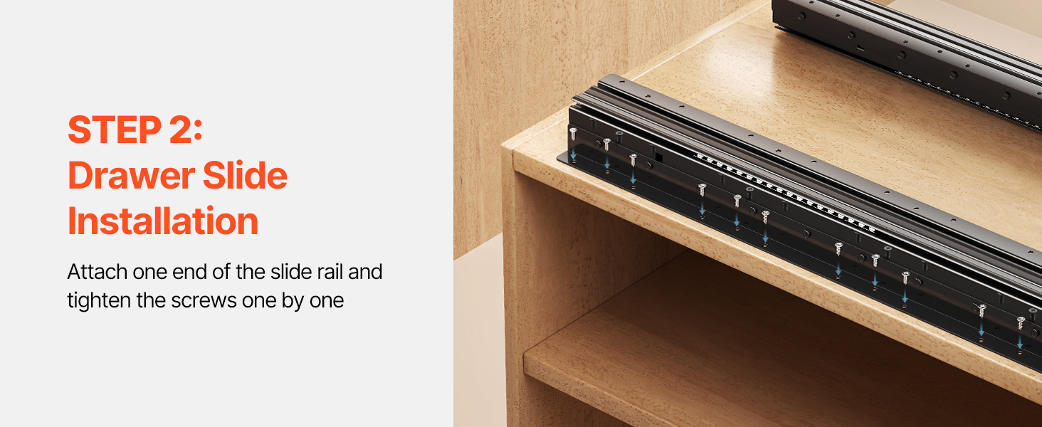 VEVOR Undermount Drawer Slides 24 inch Under Stair Cabinet Rails 260 LB ...