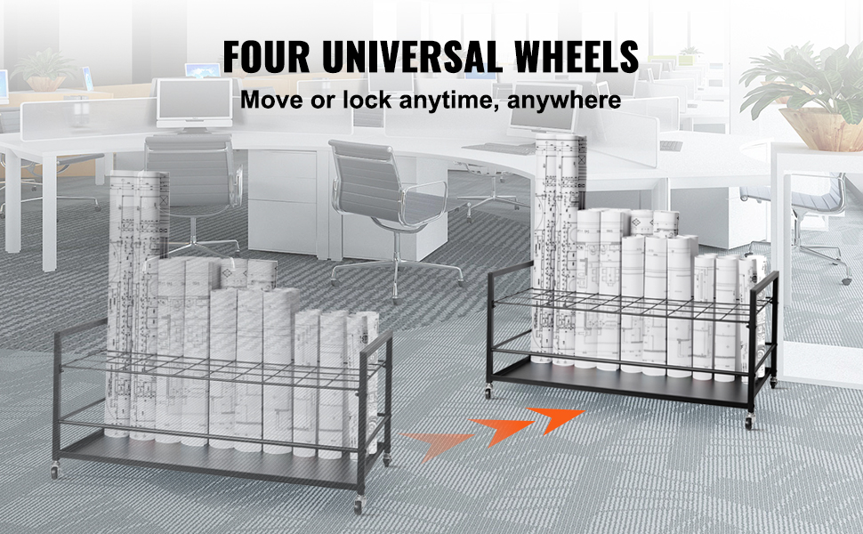 VEVOR Blueprint Storage Rack 50 Slots Mobile Roll File Holder for ...