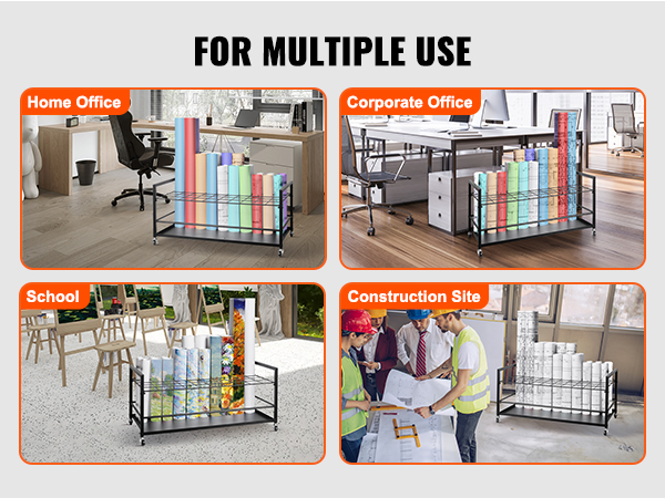 VEVOR Blueprint Storage Rack 50 Slots Mobile Roll File Holder for ...