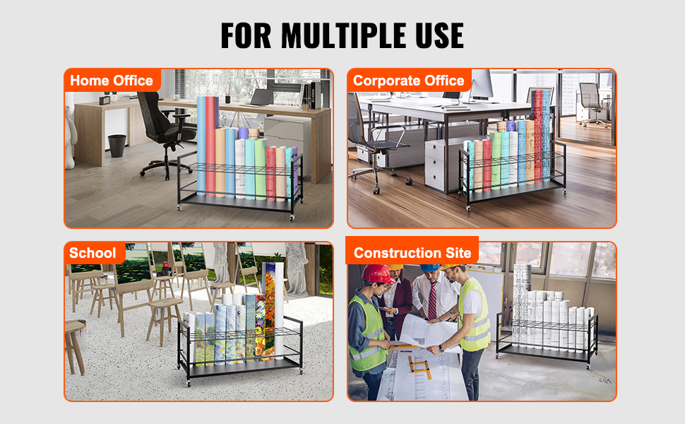 VEVOR Blueprint Storage Rack 50 Slots Mobile Roll File Holder for ...
