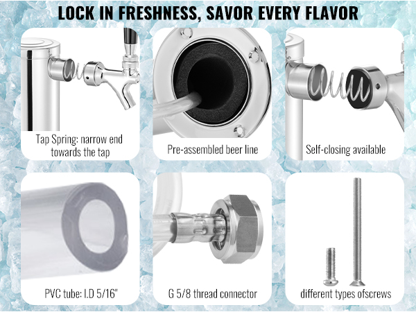 VEVOR Kegerator Tower Kit, Single Tap Beer Conversion Kit, Stainless ...