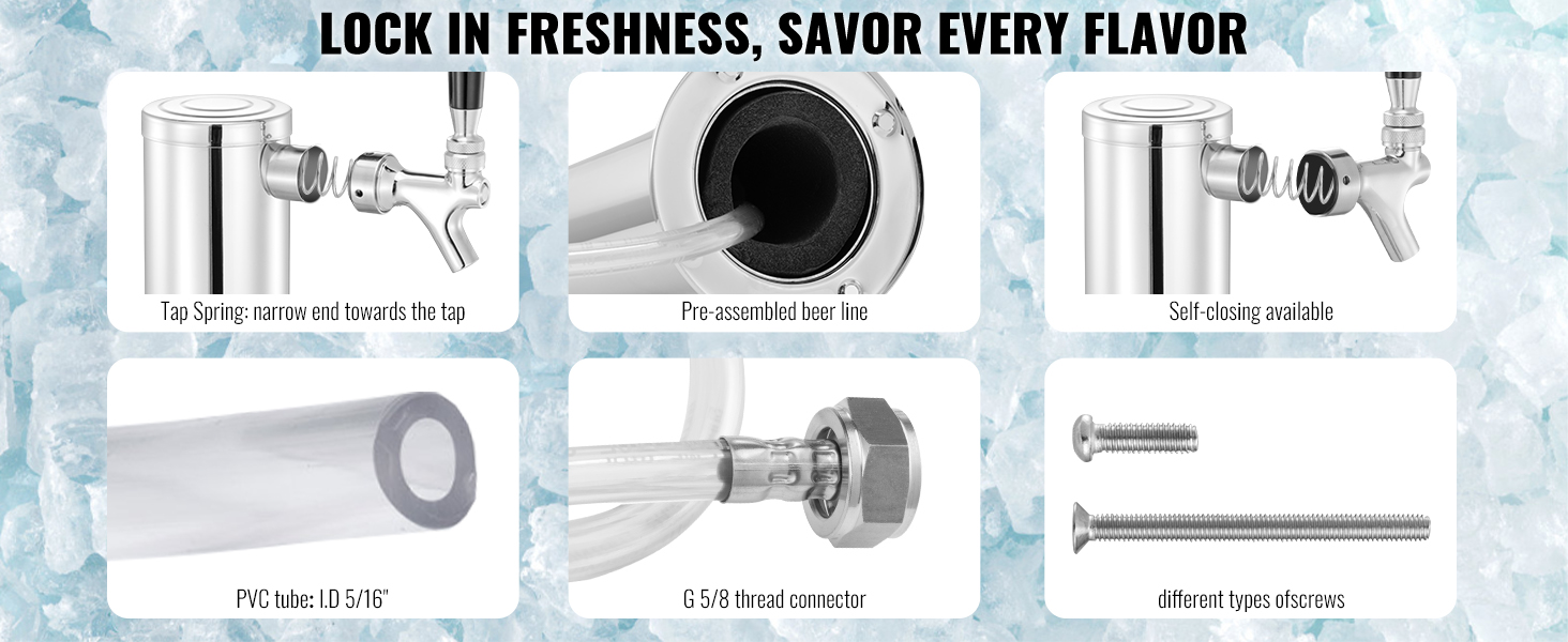 VEVOR Kegerator Tower Kit, Single Tap Beer Conversion Kit, Stainless ...