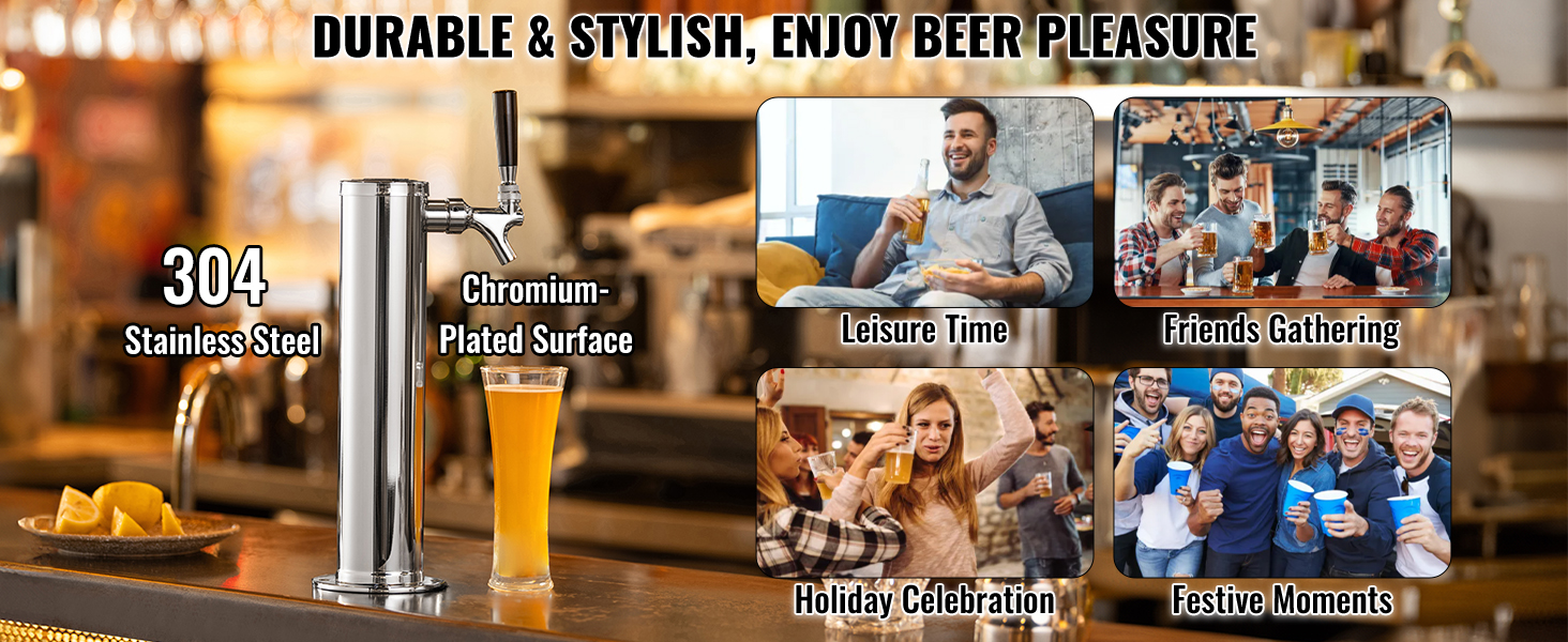 VEVOR Kegerator Tower Kit, Single Tap Beer Conversion Kit, Stainless ...