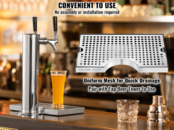 VEVOR Kegerator Beer Drip Tray, 304 Stainless Steel Keg Drip Trays with ...