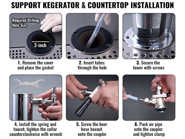 VEVOR Kegerator Tower Kit, Dual Taps Beer Conversion Kit, Stainless ...