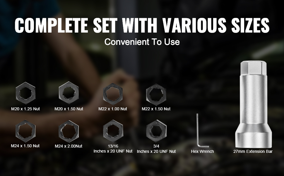 VEVOR 10PCS Axle Spindle Thread Chaser Set Metric M20 M22 M24 UNF 13/16 ...