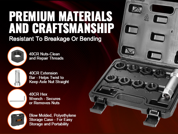 VEVOR 10PCS Axle Spindle Thread Chaser Set Metric M20 M22 M24 UNF 13/16 ...