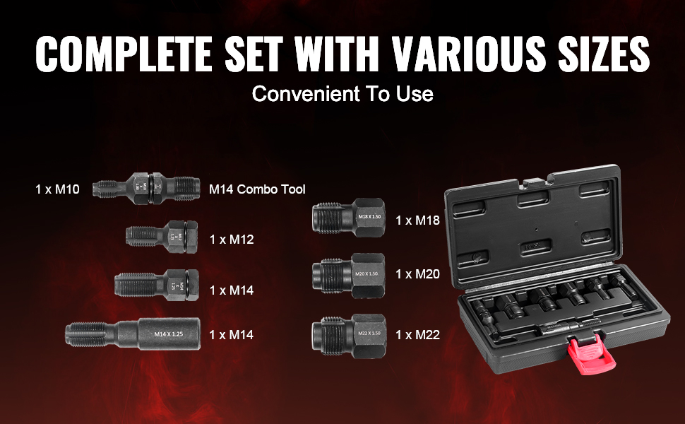 VEVOR 7PCS Thread Chaser Set Metric Thread Restorer Tool Automotive ...