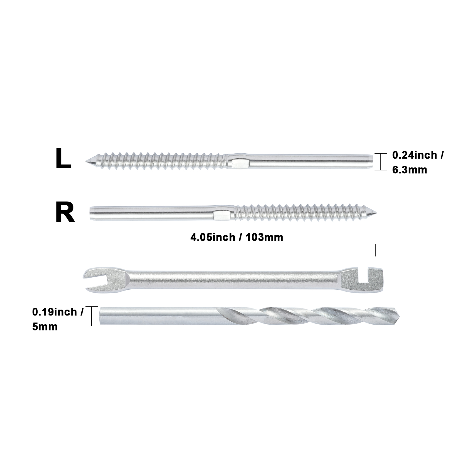 VEVOR 122 Pack Cable Railing Swage Threaded Stud Tension End Fitting ...