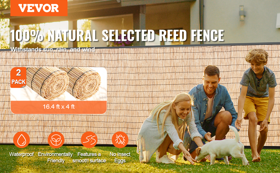 VEVOR 2-Pack Reed Fence Landscaping Privacy Blind Fencing Screen 16.4 ...