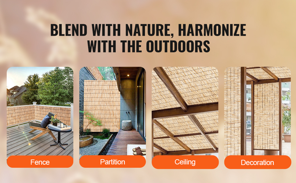 VEVOR 2-Pack Reed Fence Landscaping Privacy Blind Fencing Screen 16.4 ...