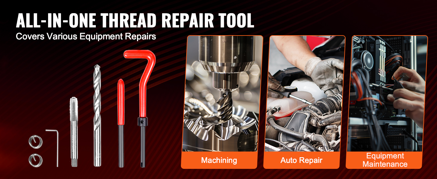 VEVOR 166 PCS Helicoil Thread Repair Kit Metric Rethread Tool M5 M6 M8 ...