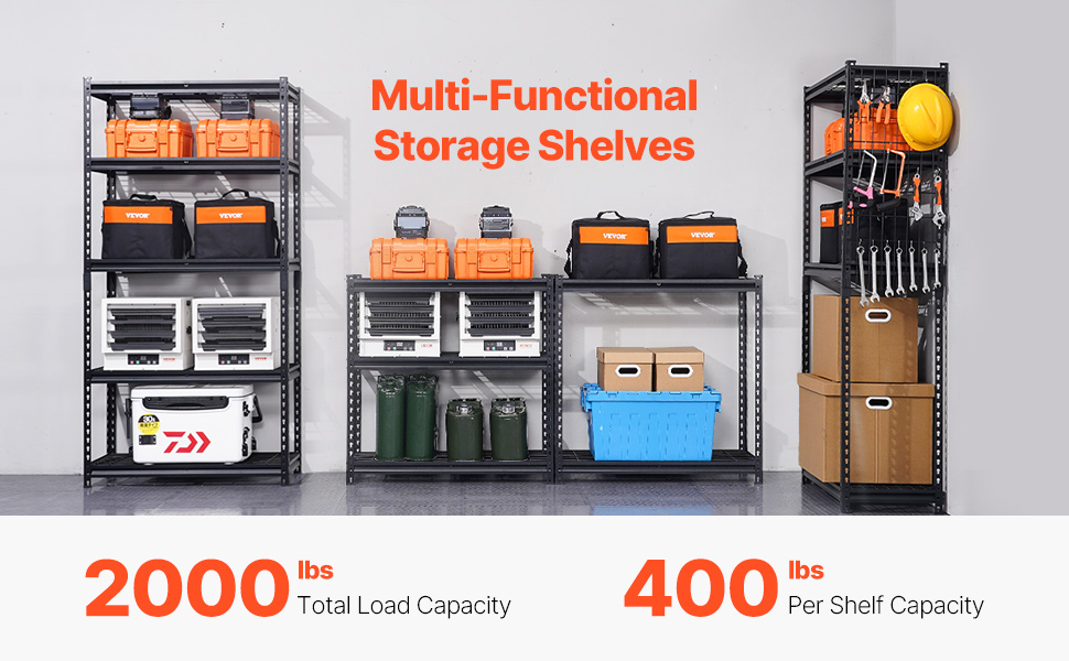 VEVOR Storage Shelves 5 Tier Adjustable Heavy Duty Garage Shelving Unit ...