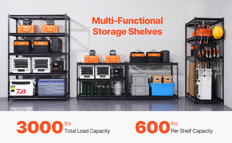 VEVOR Storage Shelves 5 Tier Adjustable Heavy Duty Garage Shelving Unit ...