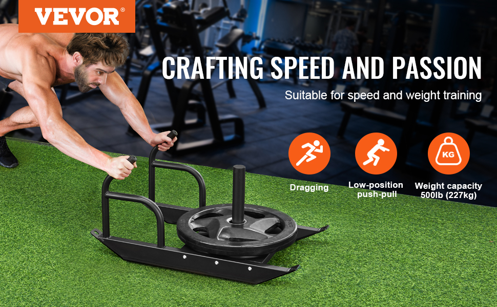 VEVOR Weight Training Pull Sled, Fitness Strength Speed Training Sled ...