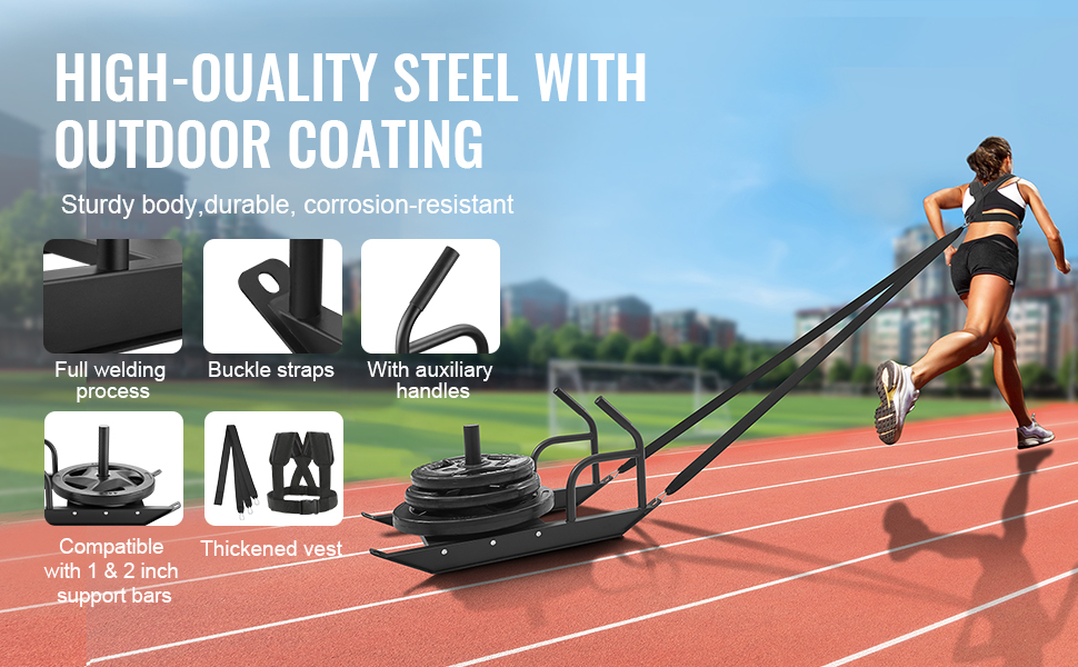 VEVOR Weight Training Pull Sled, Fitness Strength Speed Training Sled ...