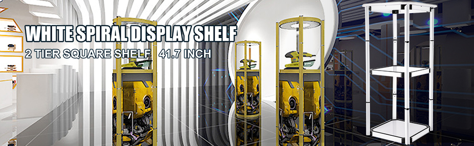 41.7" Spiral Tower Display Case Square Aluminum 10 Clear Panels Retail ...