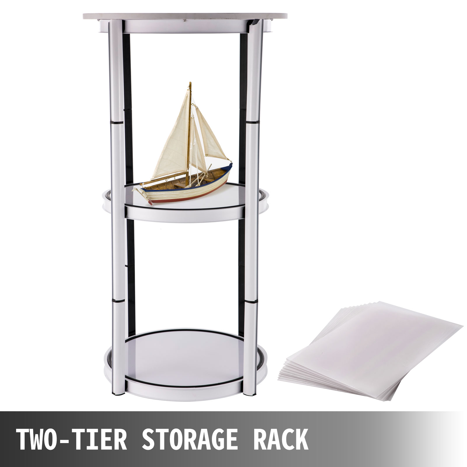 41.7" Trade Show Display Shelf Foldable Spiral Display Shelf Square ...