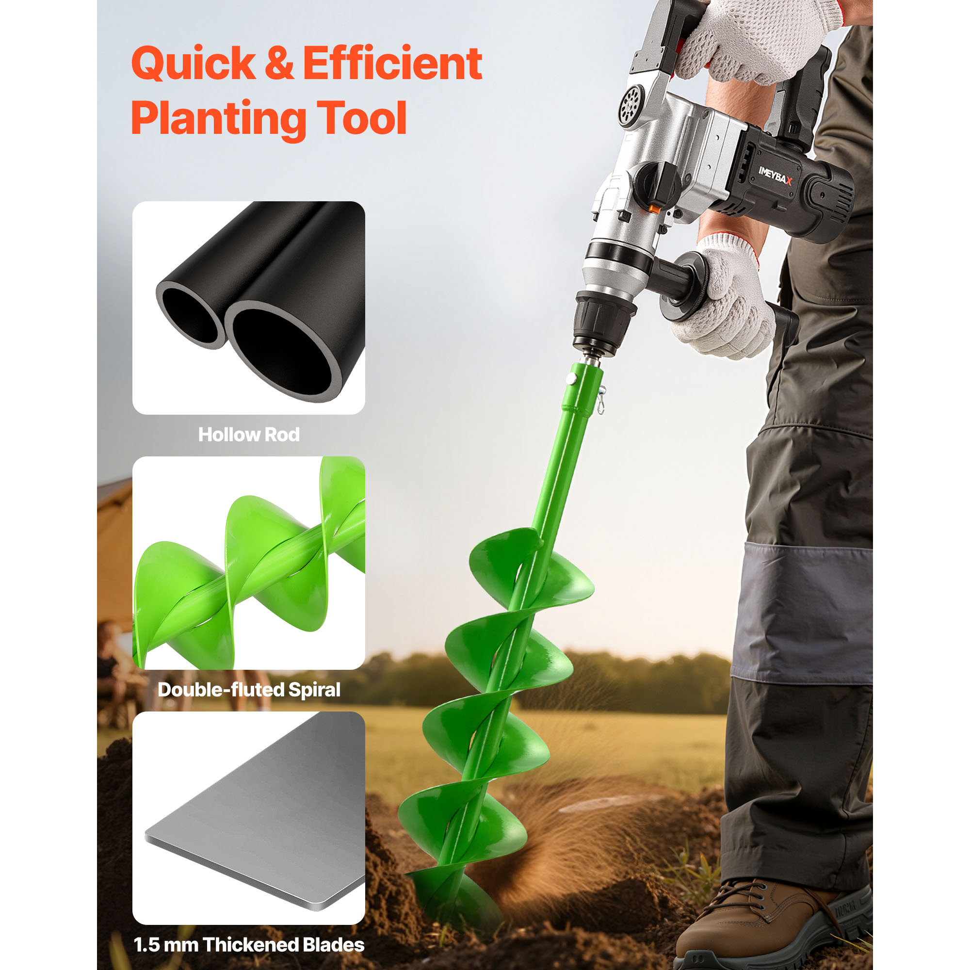 Mophorn Auger Drill Bit for Planting, Ø4.72" x 31.1" Spiral Design ...