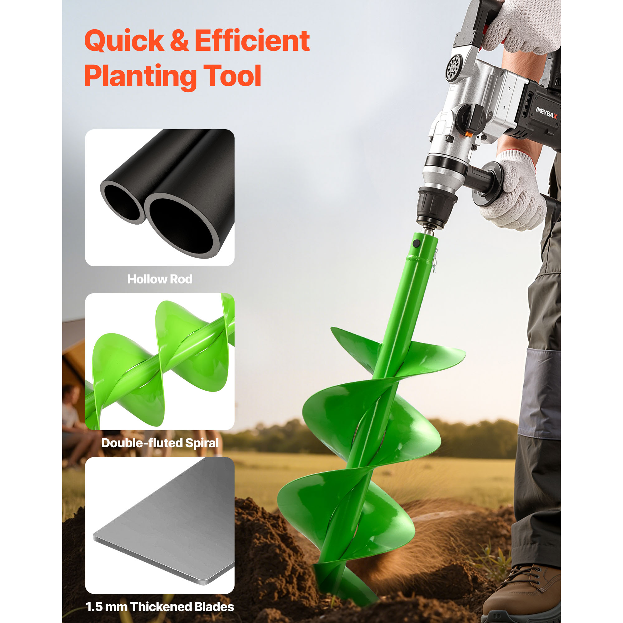Mophorn Auger Drill Bit for Planting, Ø7.87" x 31.1" Spiral Design ...