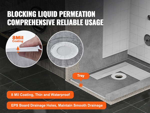 VEVOR Shower Curb Kit, 60"x38" Shower Pan Kit with 6.3" Central Drain ...