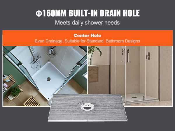VEVOR Shower Curb Kit, 60"x38" Shower Pan Kit with 6.3" Central Drain ...