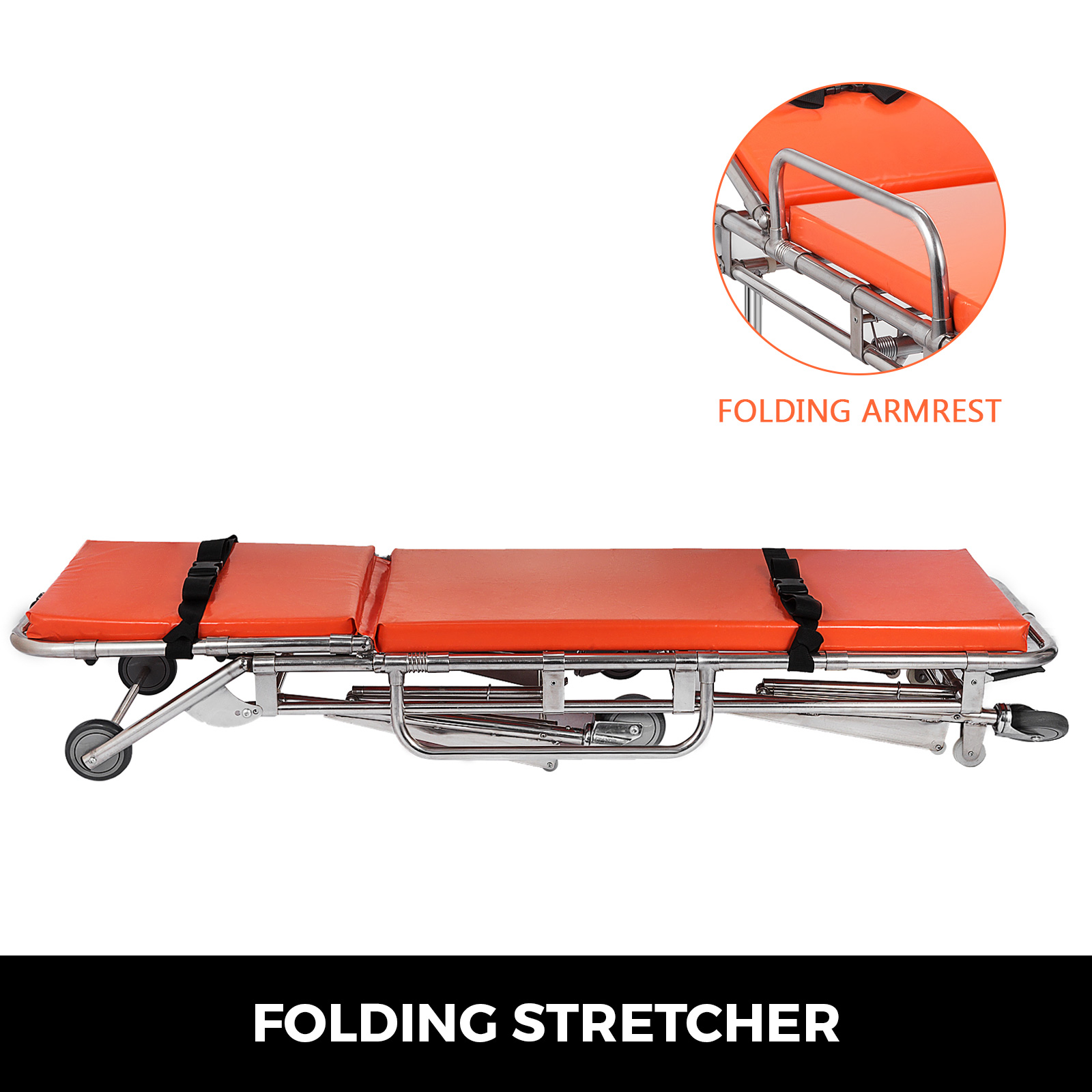 Emergency Medical Stretcher Ambulance Gurney Rotating Casters Automatic ...