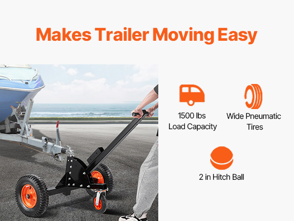 1500lbs 2-in-1 Trailer Dolly 22 and 26 in Adjustable Height 2in Ball ...