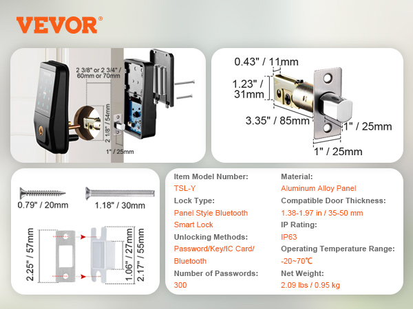 VEVOR Smart Lock, Keyless Entry Door Lock with Bluetooth App Control ...