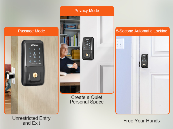 VEVOR Smart Lock, Keyless Entry Door Lock with Bluetooth App Control ...