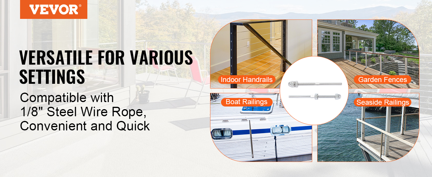 VEVOR Terminales de montaje de extremo de tensión para barandilla de ...