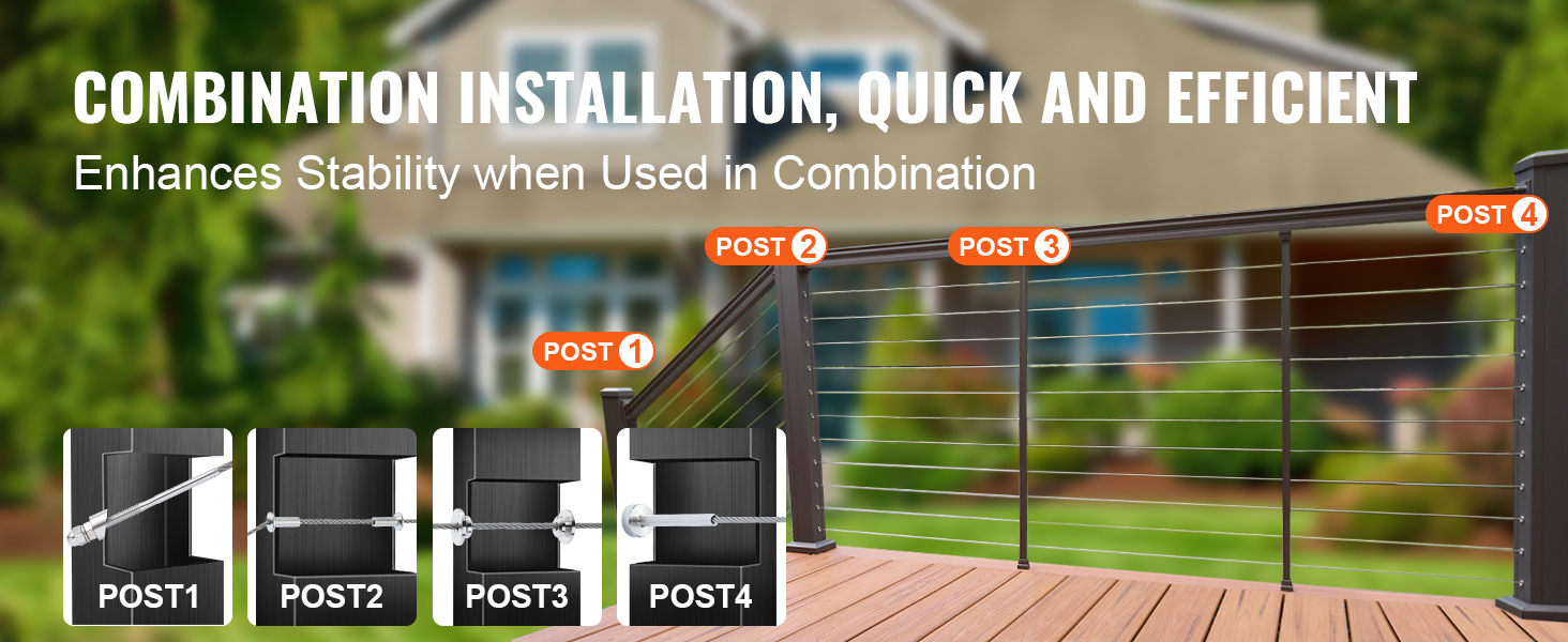 VEVOR 51 Pack Cable Railing Swage Threaded Stud Tension End Fitting ...