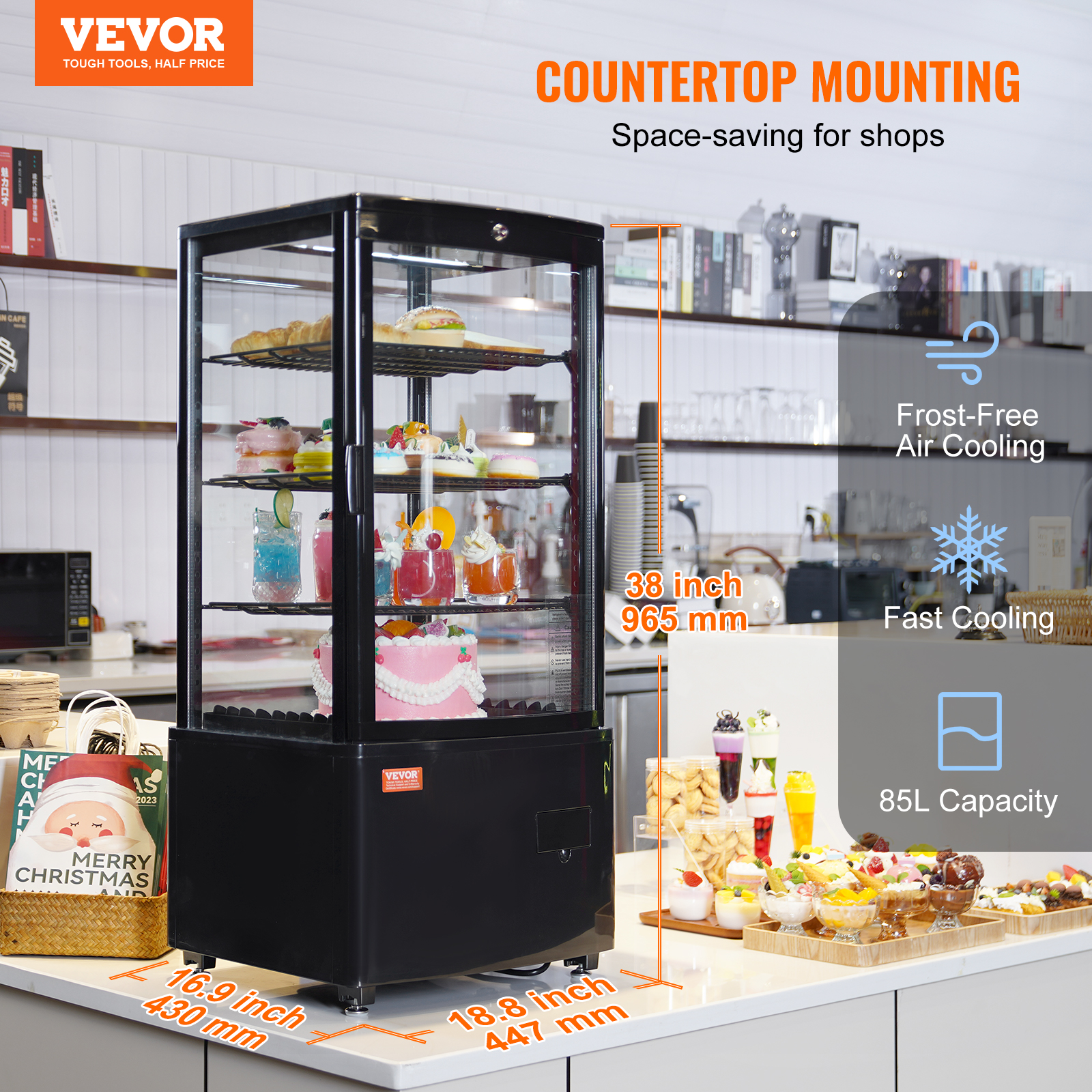VEVOR 2/3-Tier Countertop Refrigerated Display Case Bakery Cake ...