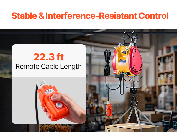 2-in-1 Portable Electric Hoist Winch 1100LBS Wired/Wireless Remote ...