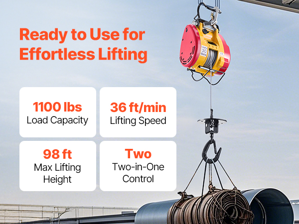 2-in-1 Portable Electric Hoist Winch 1100LBS Wired/Wireless Remote ...