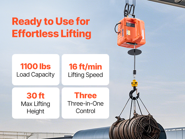3-in-1 Portable Electric Hoist Winch 1100LBS Wired/Wireless Remote ...