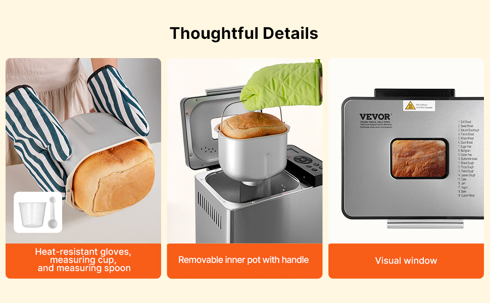 VEVOR 2LB 19-in-1 Bread Maker Automatic Compact Dough Machine Nonstick Inner Pot | VEVOR CA
