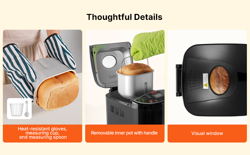 2LB 19-in-1 Bread Maker Automatic Compact Dough Machine Nonstick 3 Crust Colors | VEVOR US