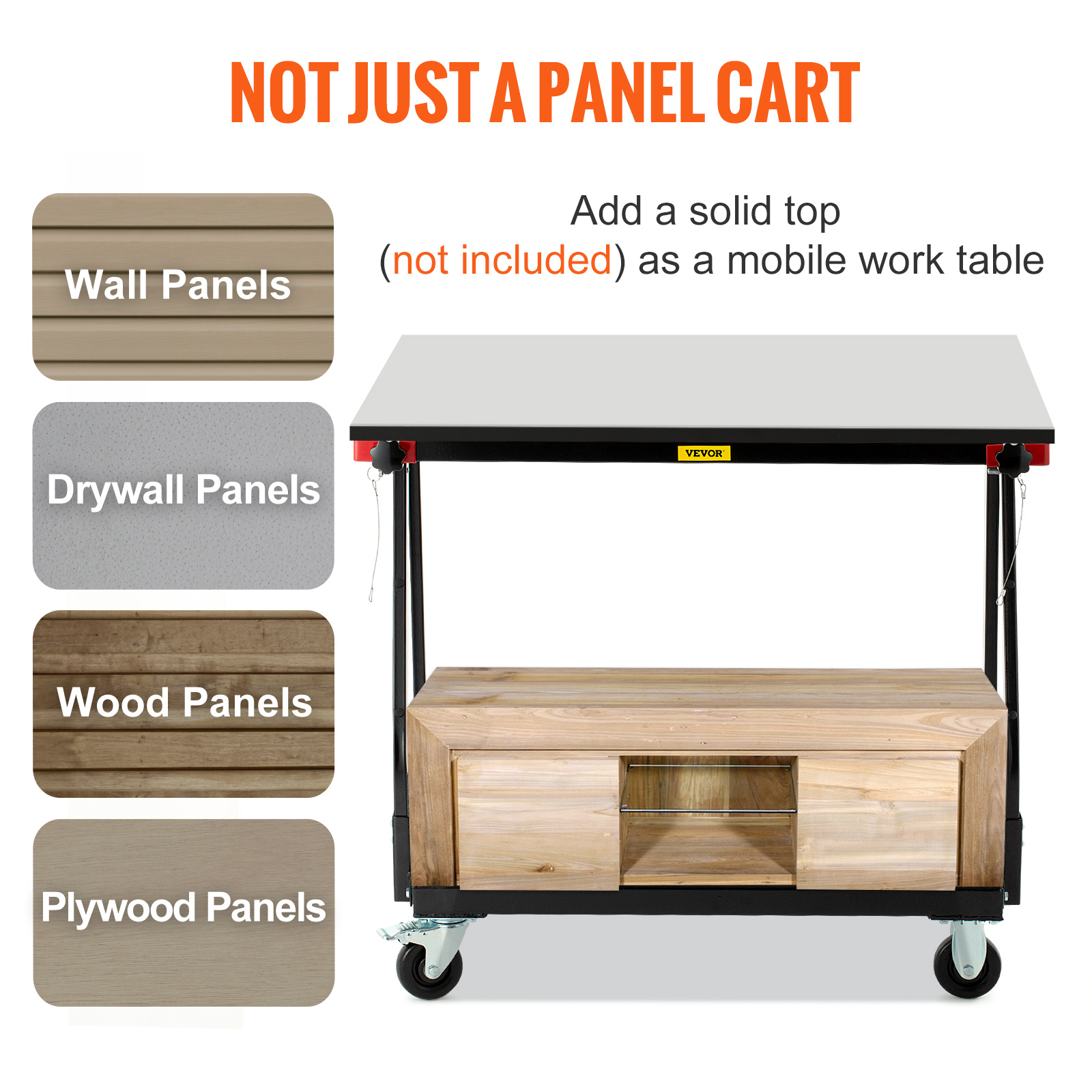 VEVOR Material Mate Panel Cart and Shop Stand, 4 x 4” Smooth Rolling ...