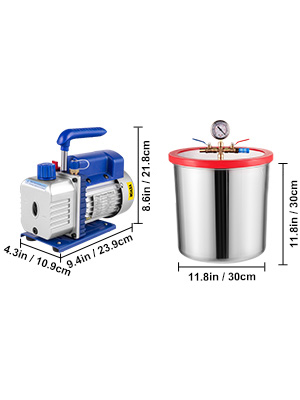VEVOR Vacuum Chamber with Pump 3CFM 1/4HP Single Stage Vacuum Pump with ...