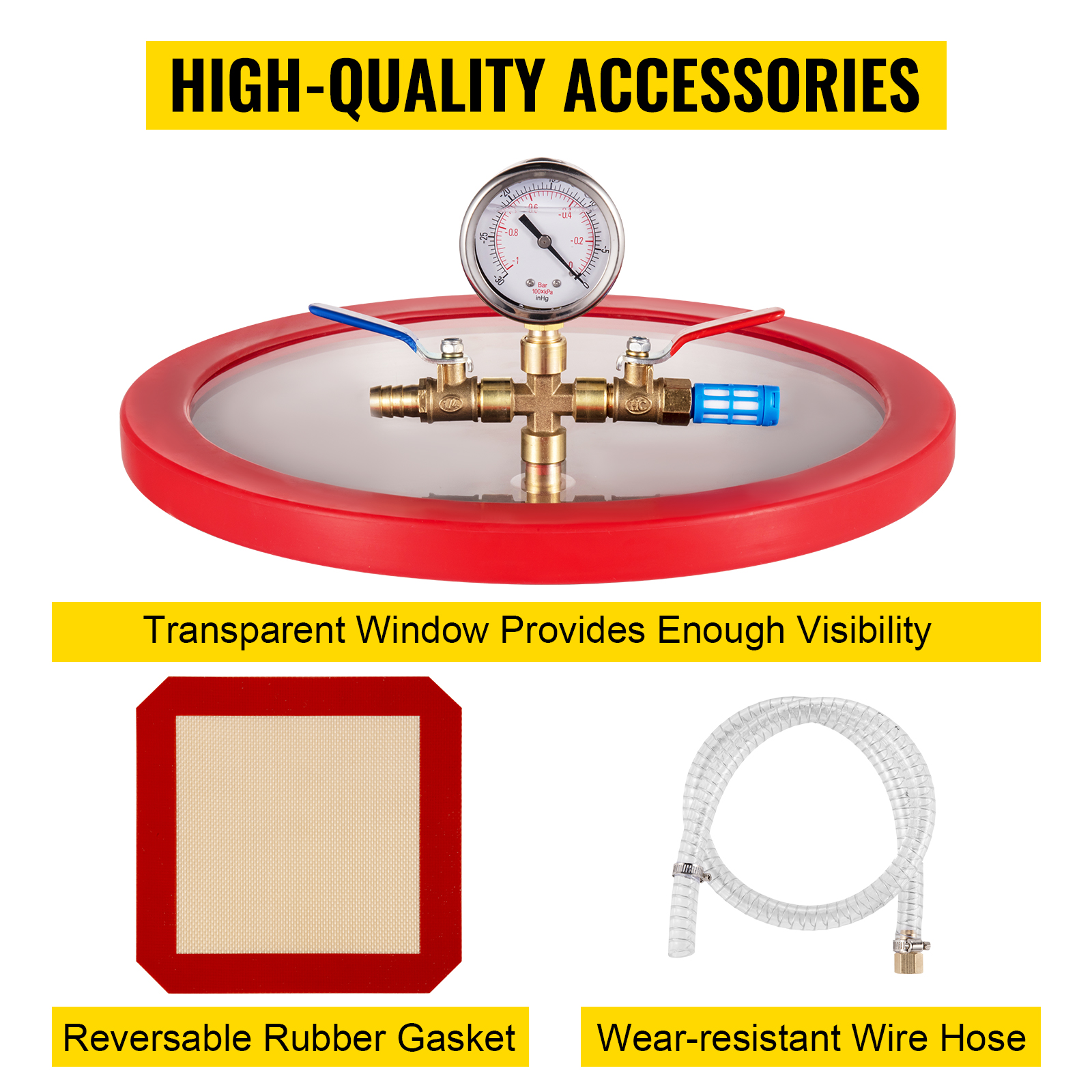 VEVOR Vacuum Chamber with Pump 3CFM 1/4HP Single Stage Vacuum Pump with ...