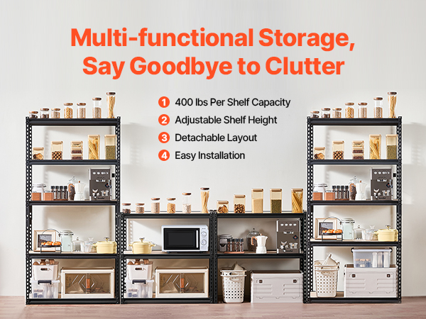 VEVOR Storage Shelves 406 x 914 x 1813 mm 5-tier Garage Storage ...
