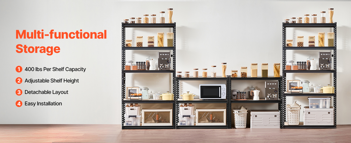 VEVOR Storage Shelves, 2000 lbs, 5 Tier Garage Storage Shelving, 16" D ...