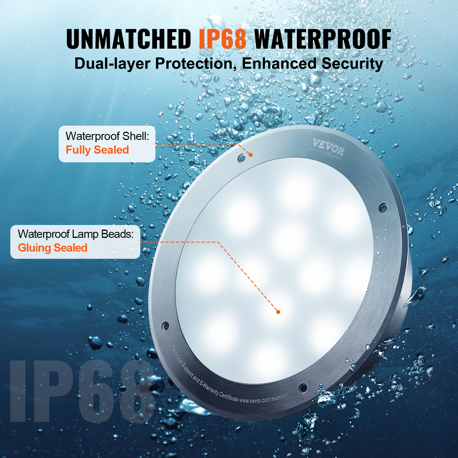 VEVOR LED Pool Light 50/100ft 40W Variable/US plug Inground RGBW Pool ...
